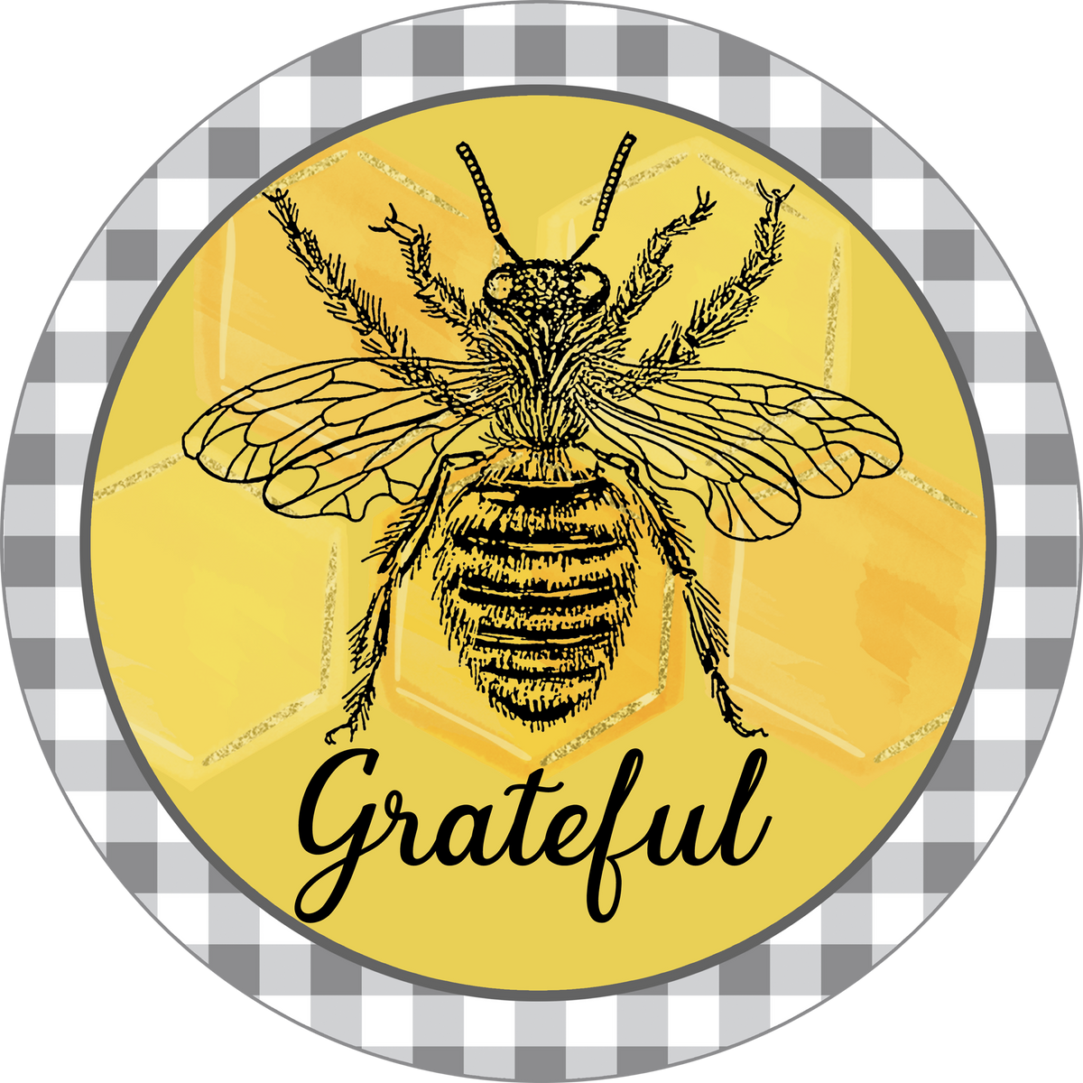 Bee Sign, Grateful Sign, Wreath Attachment, Wreath Sign – Dor Designs