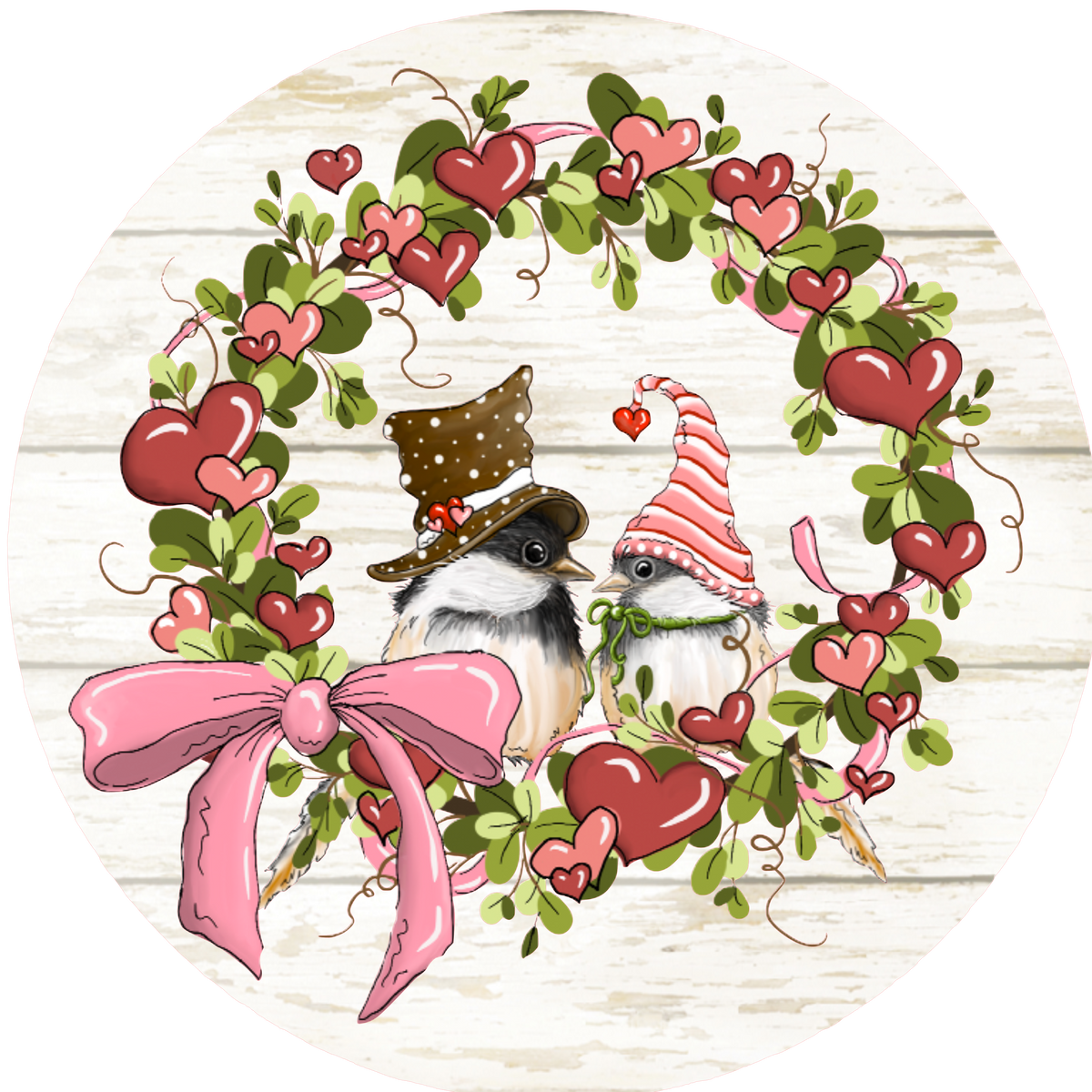 Chickadee Sweethearts, Valentine Sign, Love Sign, Wreath Attachment, W ...
