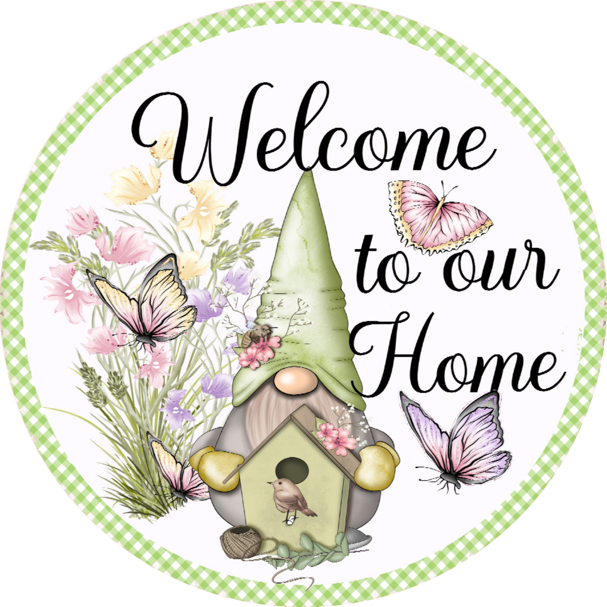 Welcome To Our Home, Spring Design, Spring Gnome, Wreath Attachment, W ...